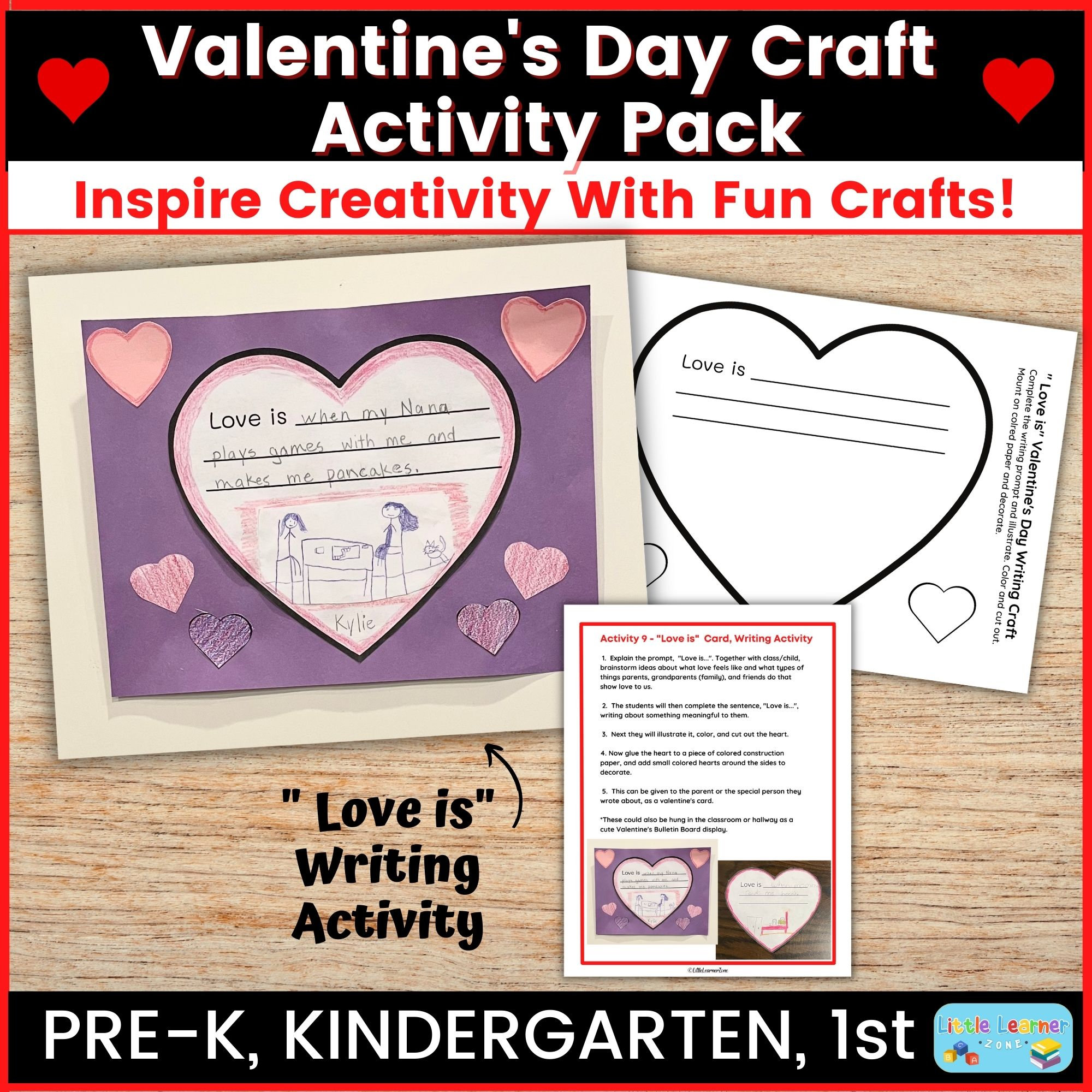 Kids Valentine's Day Craft Activity Pack, Printable Valentine's Day ...