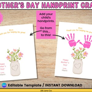 Mother's Day Handprint Craft Personalized Mom Gift From Kids Mother's ...