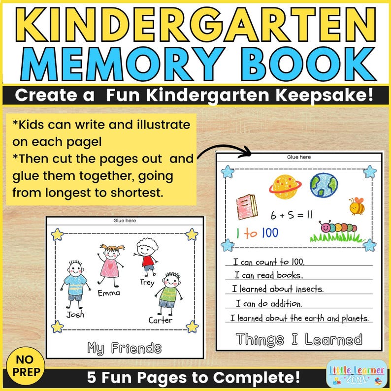 Kindergarten Memory Book End 0f the Year Memory Book for Kindergarten ...