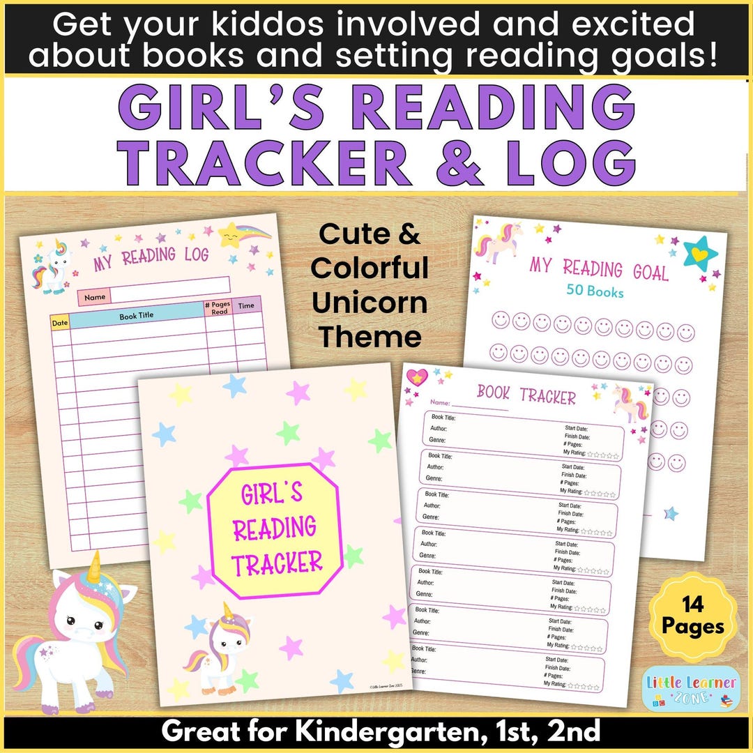 Reading Trackers for Girls, Kids Reading Log Printable Kid's Reading ...