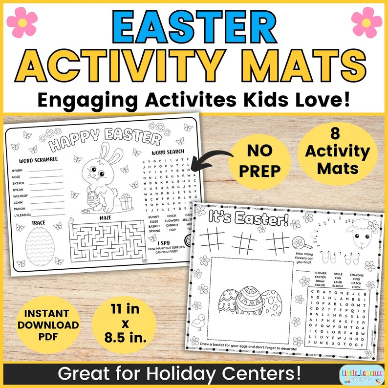 Easter Activity Placemat Printable Preschool Happy Easter Coloring ...