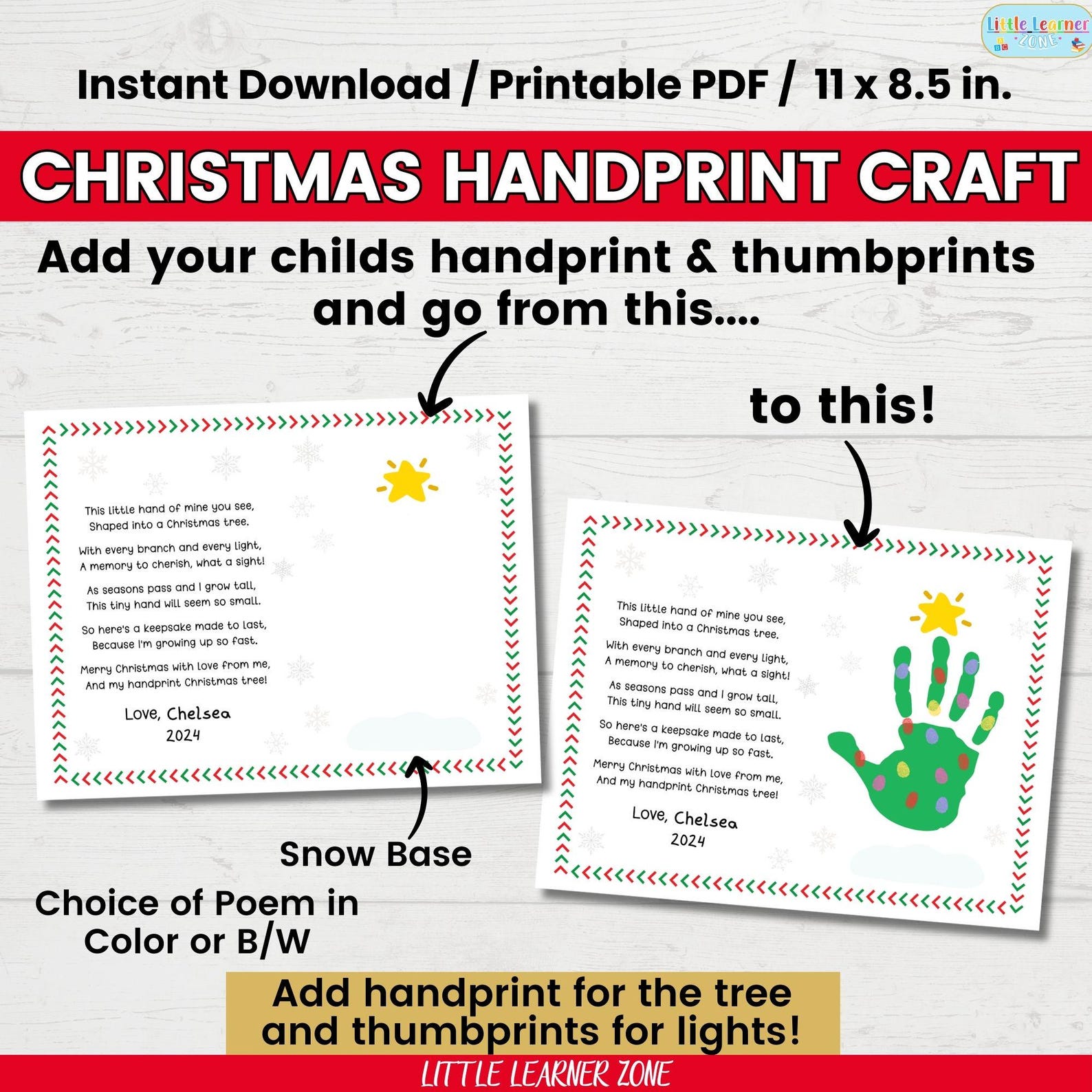 Christmas Tree Handprint Kids Holiday Craft, Christmas Handprint Poem ...