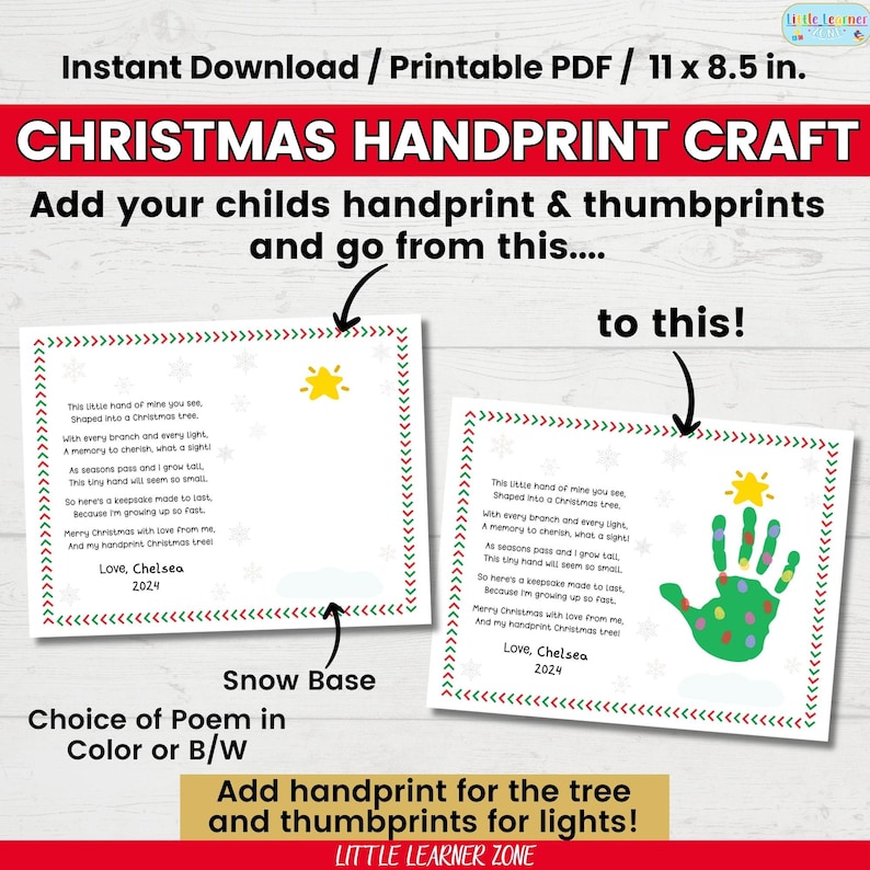 Christmas Tree Handprint Kids Holiday Craft, Christmas Handprint Poem ...