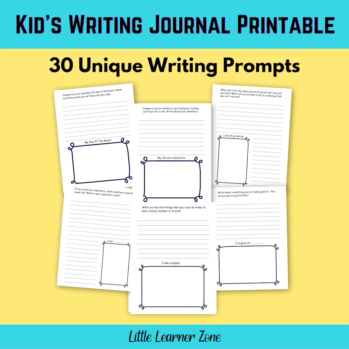 Kid's Writing Journal Printable, Journal Writing for Kindergarten ...