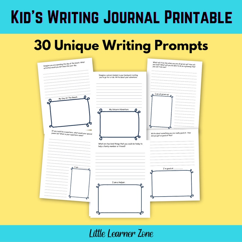Kid's Writing Journal Printable, Journal Writing for Kindergarten ...