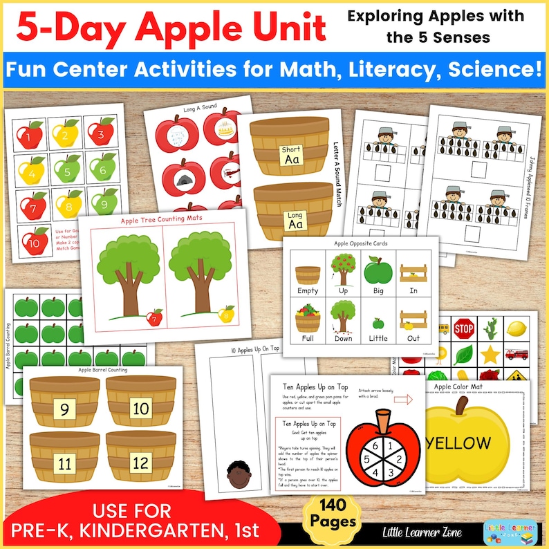 Apple Unit Study Homeschool Printable 5 Day Apple Activity Bundle ...