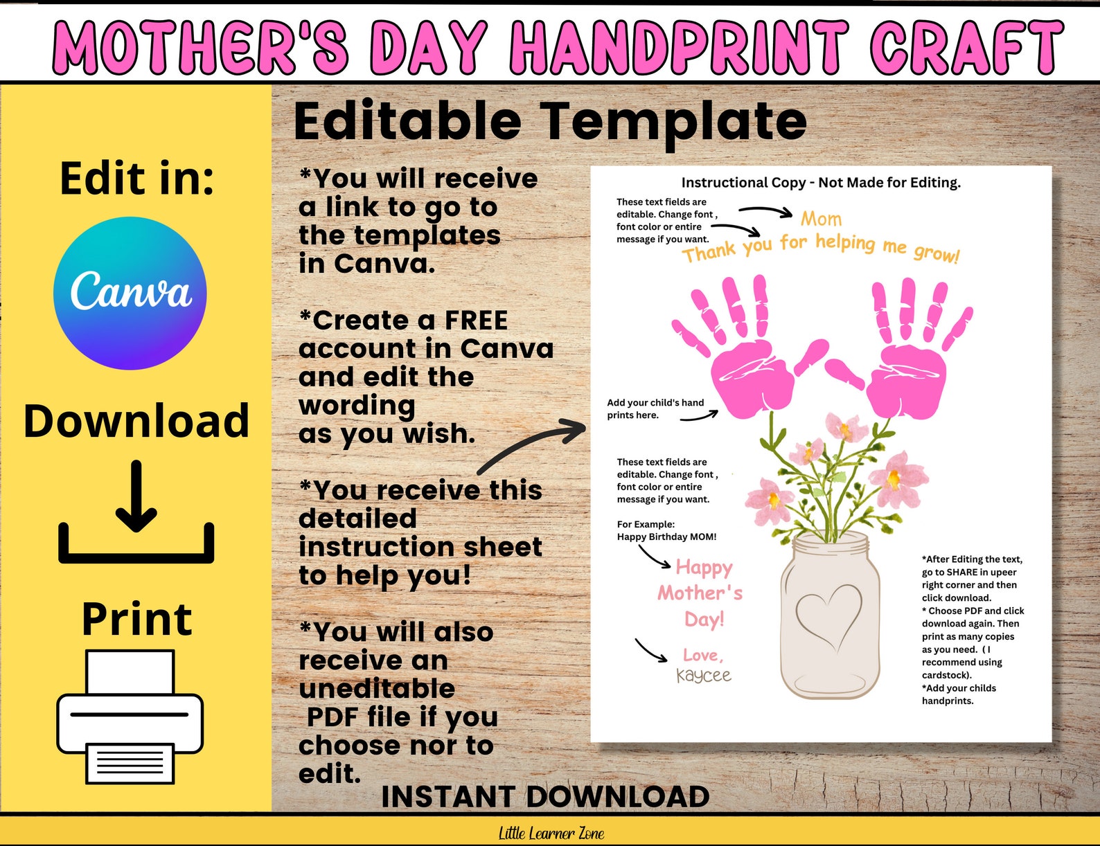 Mother's Day Handprint Craft Personalized Mom Gift From Kids Mother's ...