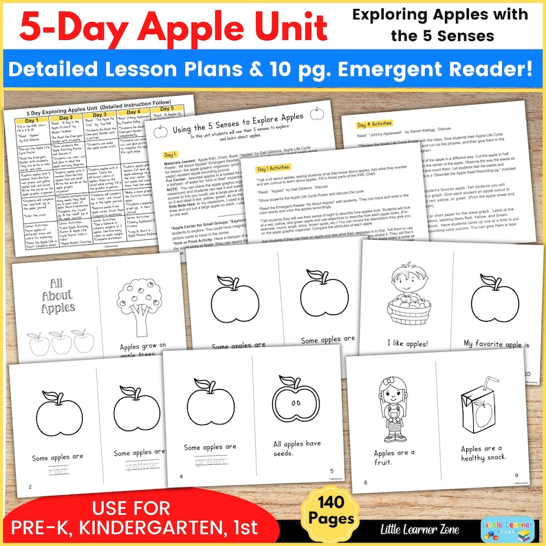 Apple Unit Study Homeschool Printable 5 Day Apple Activity Bundle ...