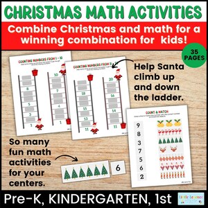 Christmas Math Activity Centers, Math Activities for Kindergarten Pre-k ...