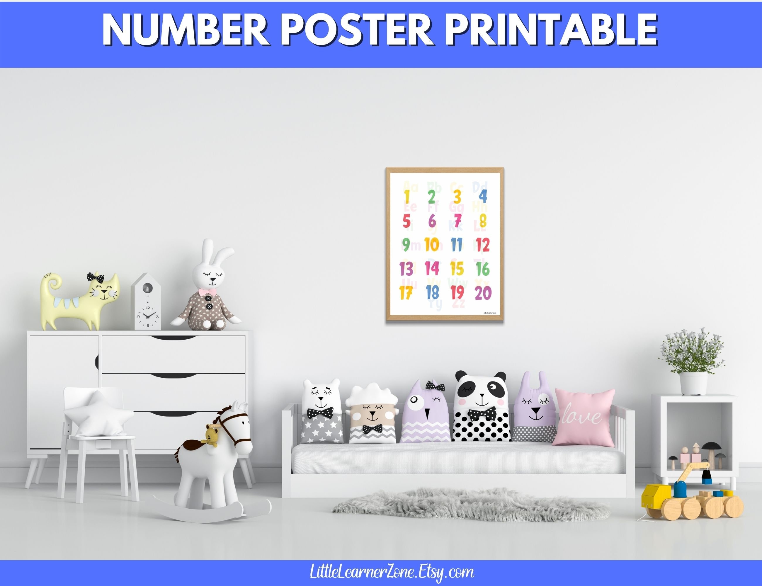 Printable Numbers Poster, Kid's Numbers Chart, Colorful Number Chart ...