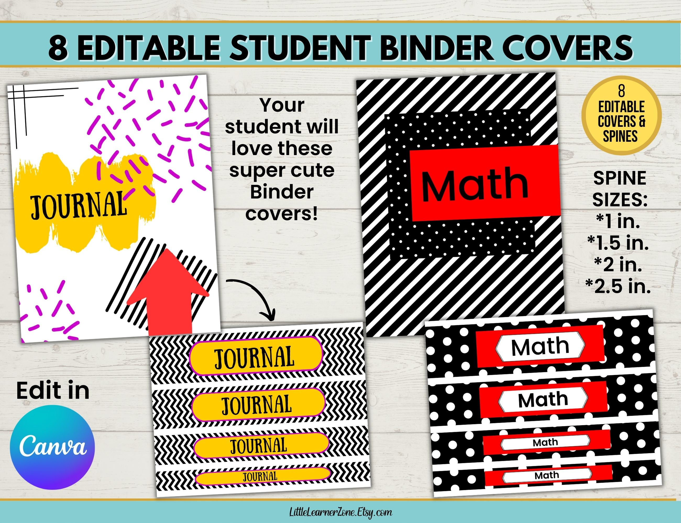 Editable Colorful Binder Covers & Spines, Editable Student Binder ...