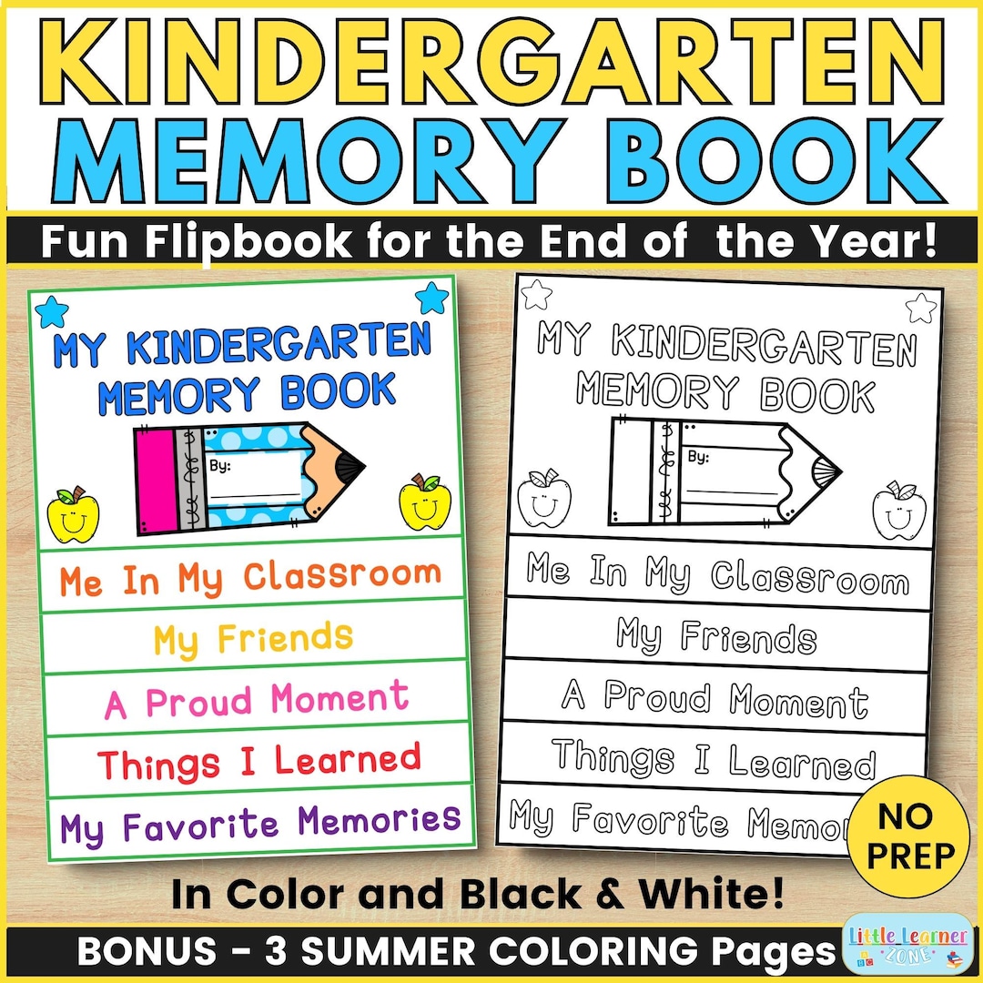 Kindergarten Memory Book End 0f the Year Memory Book for Kindergarten ...