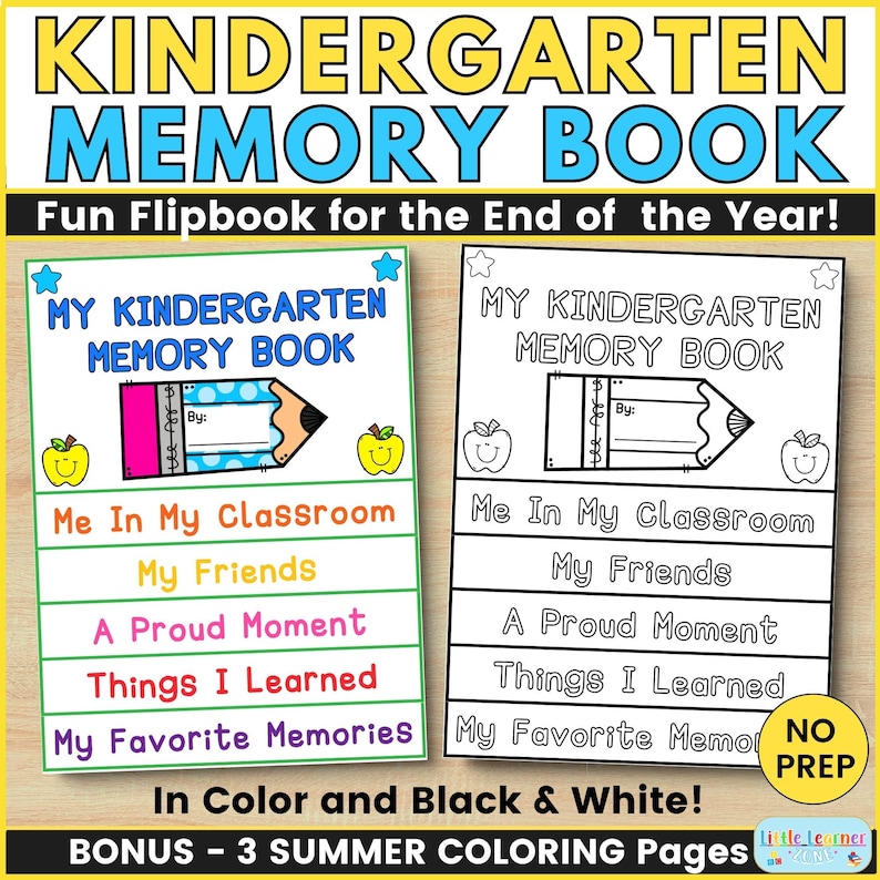 Kindergarten Memory Book End 0f the Year Memory Book for Kindergarten ...