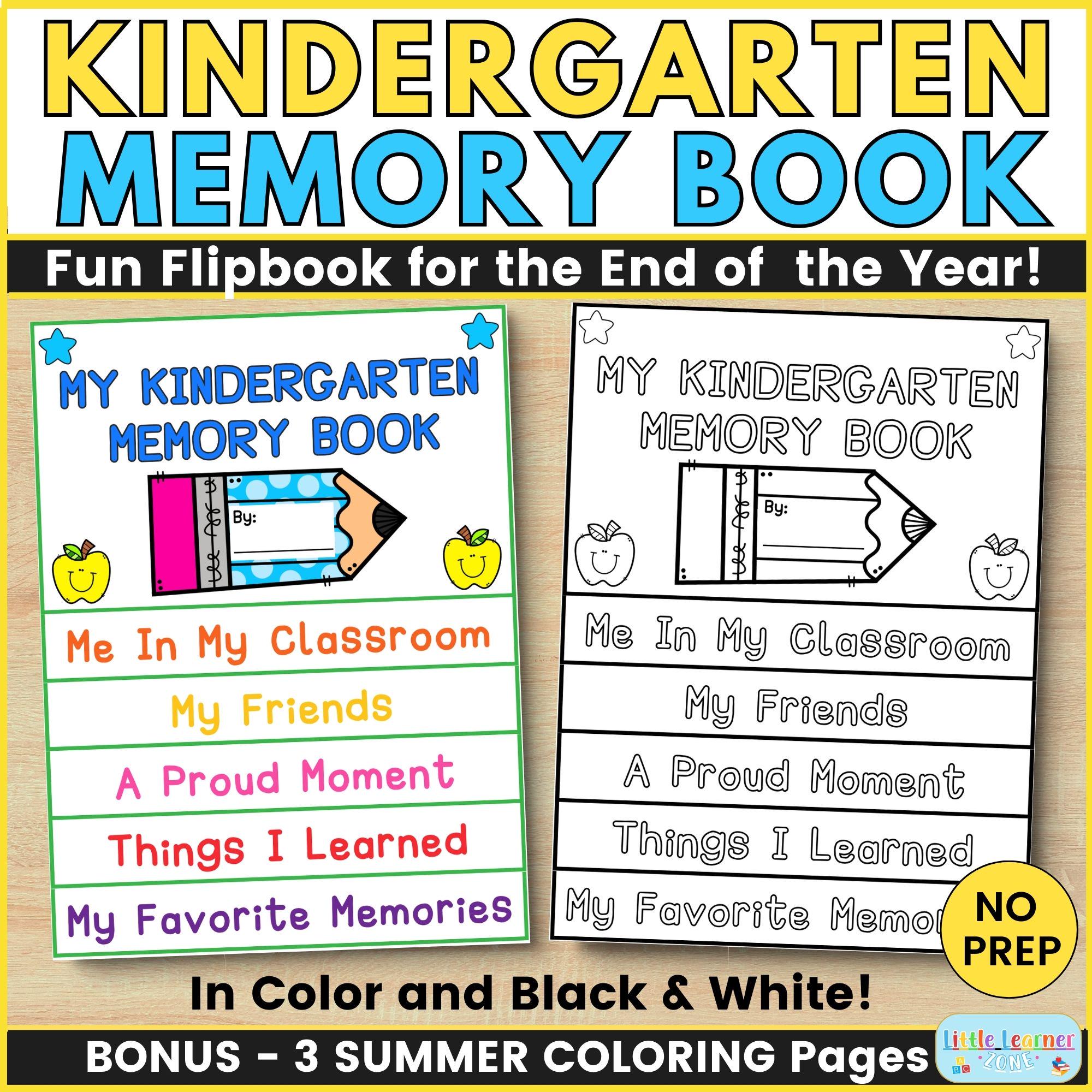 Kindergarten Memory Book End 0f the Year Memory Book for Kindergarten ...