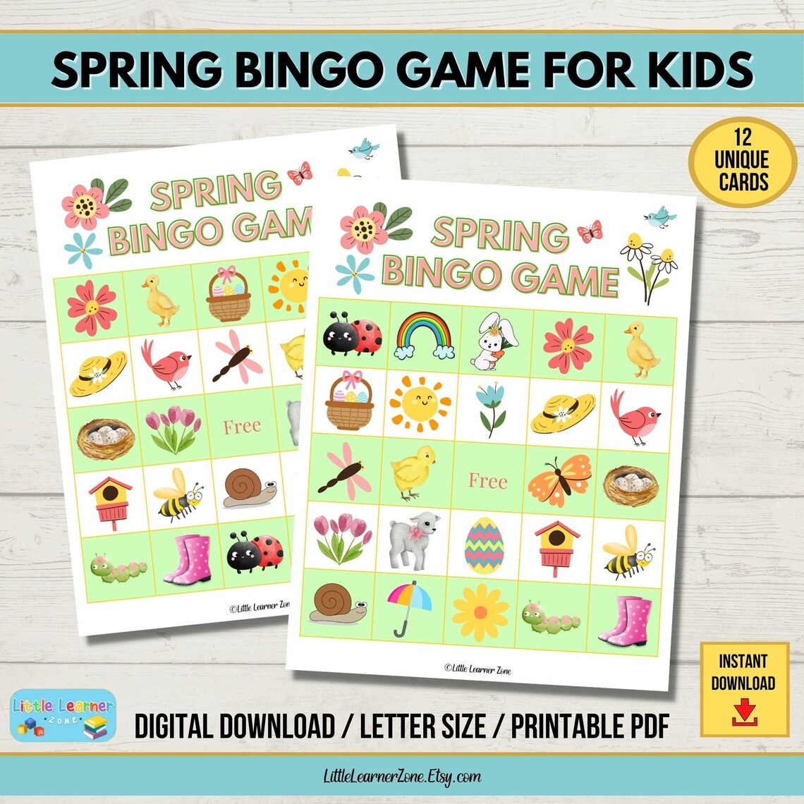 Spring Bingo Game for Kids, Spring Printable Game, Spring Family ...