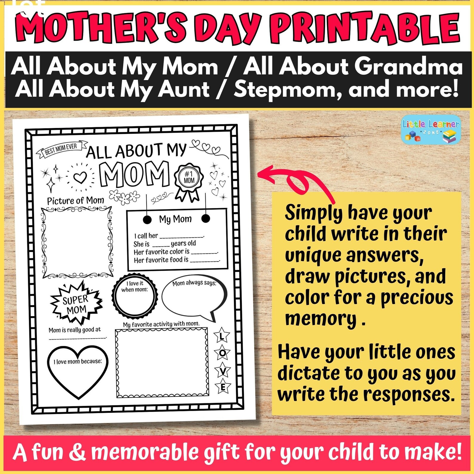 All About My Mom All About My Grandma Printable, Kids Mother's Day ...