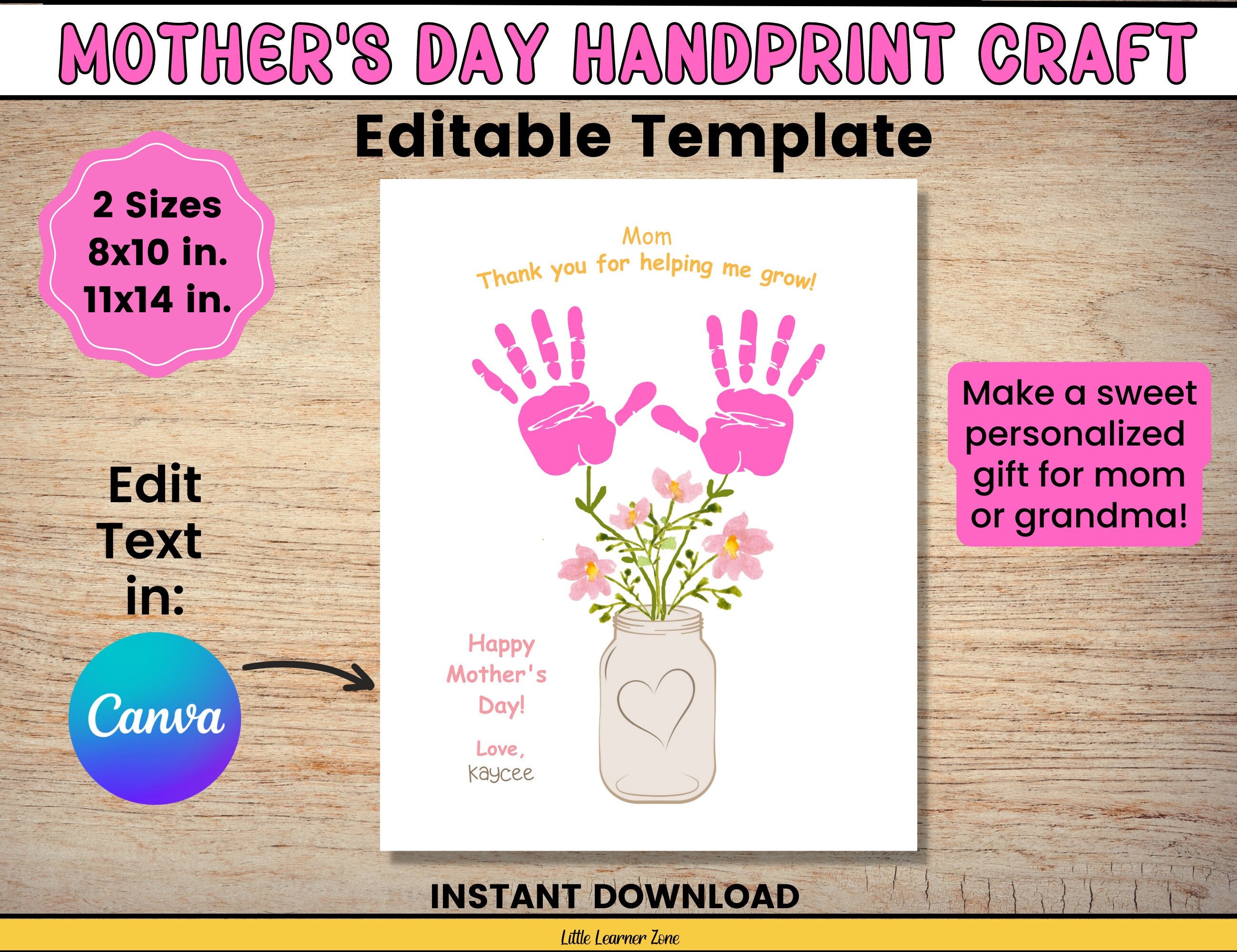 Mother's Day Handprint Craft Personalized Mom Gift From Kids Mother's ...