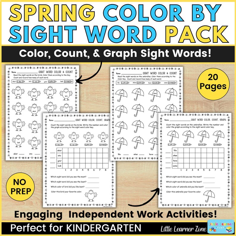 Spring Sight Word Color by Code Activities, Color by Sight Word ...