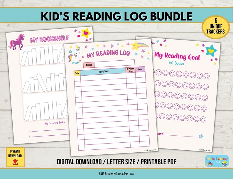 Kids Reading Log Printable, Kids Reading Tracker, Daily Reading Log ...