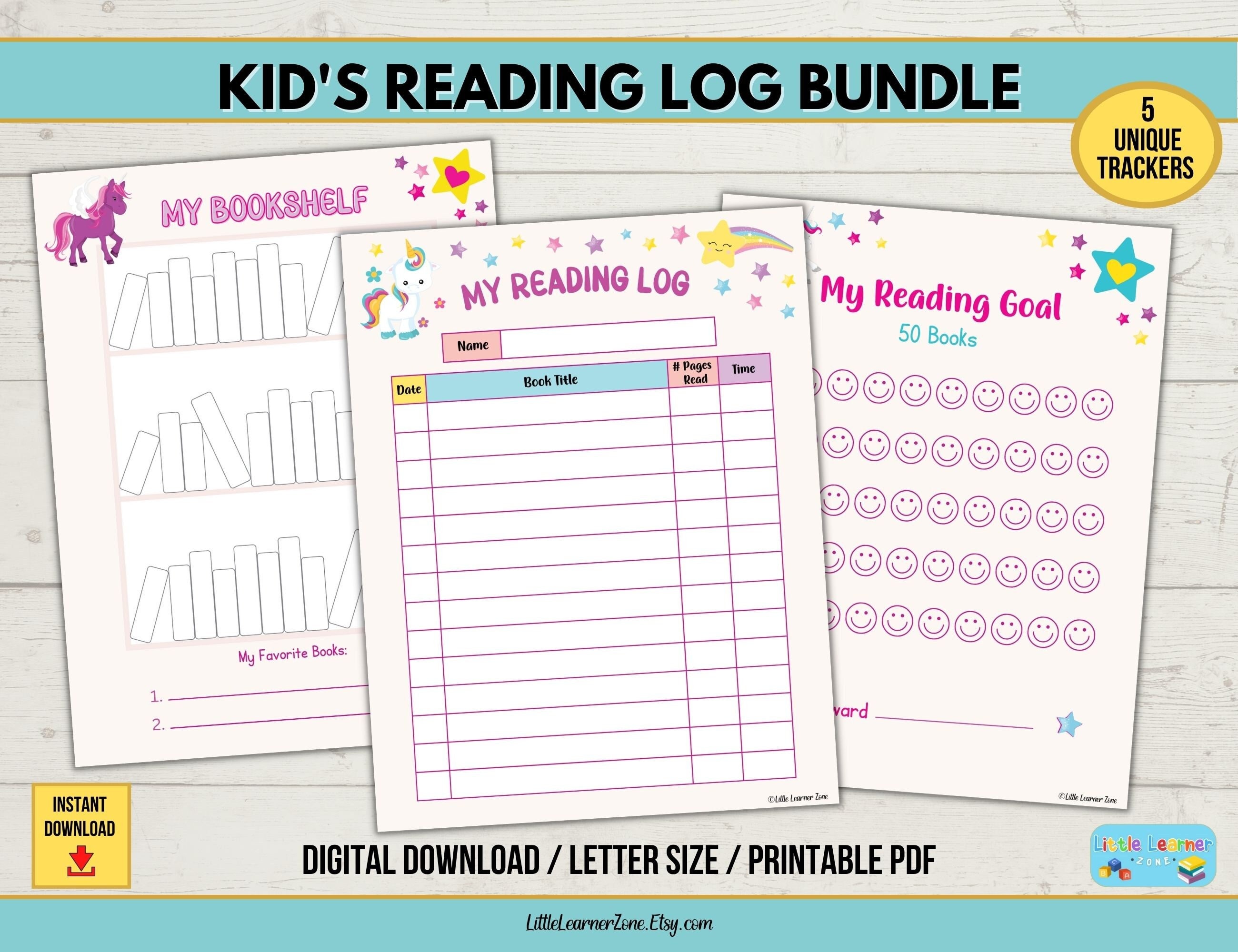 Kids Reading Log Printable, Kids Reading Tracker, Daily Reading Log ...