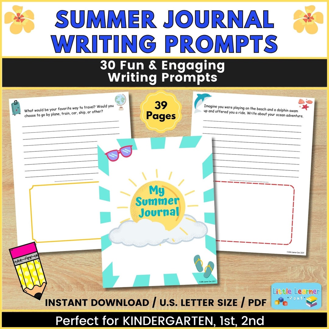 Kid's Summer Journal Printable Writing Prompts for Kids, Summer ...
