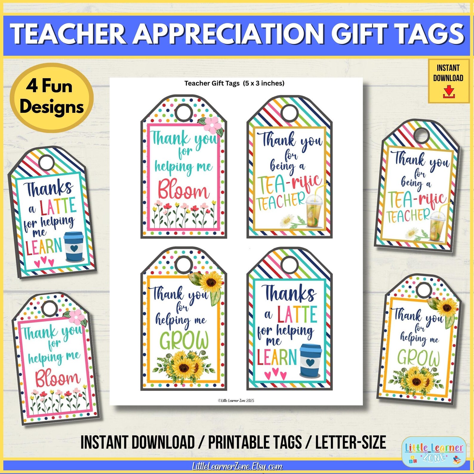 Teacher Appreciation Gift Tags, Teacher Gift Tag Printable, Teacher ...