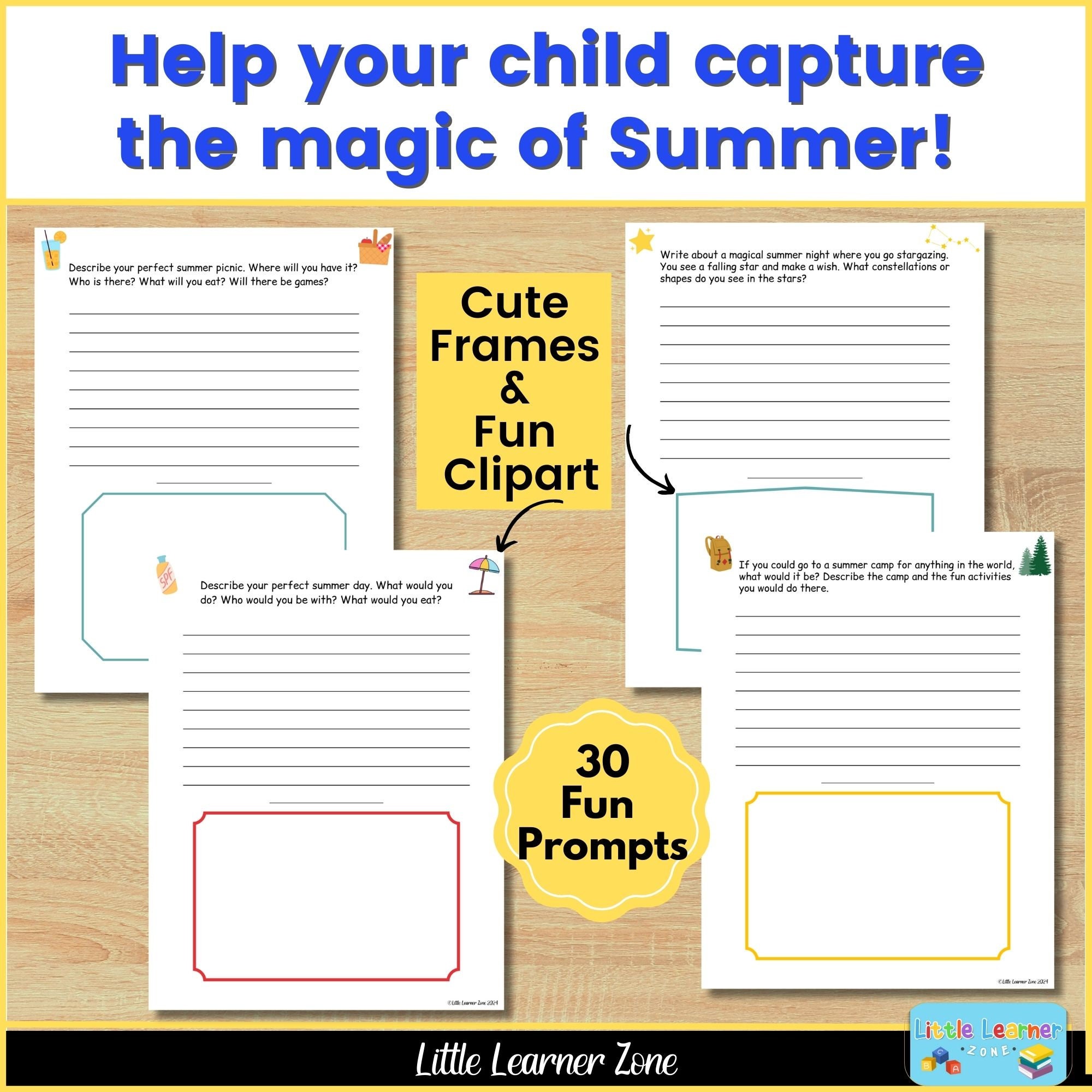 Kid's Summer Journal Printable Writing Prompts for Kids, Summer ...