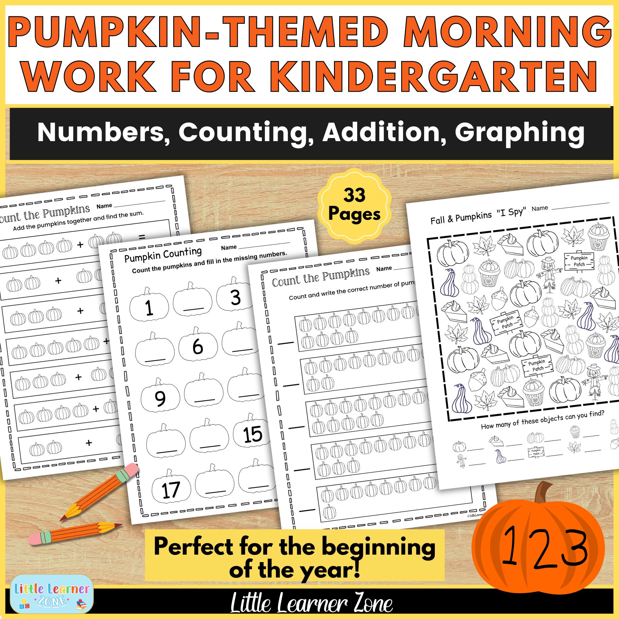 Kindergarten Morning Work Pumpkin-themed Worksheets, Independent Work ...