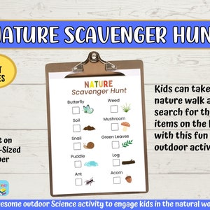 Nature Scavenger Hunt for Kids, Nature Scavenger Hunt Printable ...