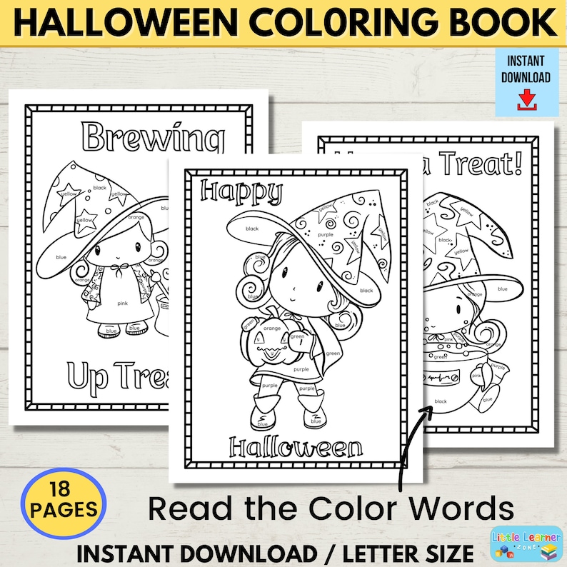 Kid's Halloween Coloring Book Printable, Halloween Color by Number ...