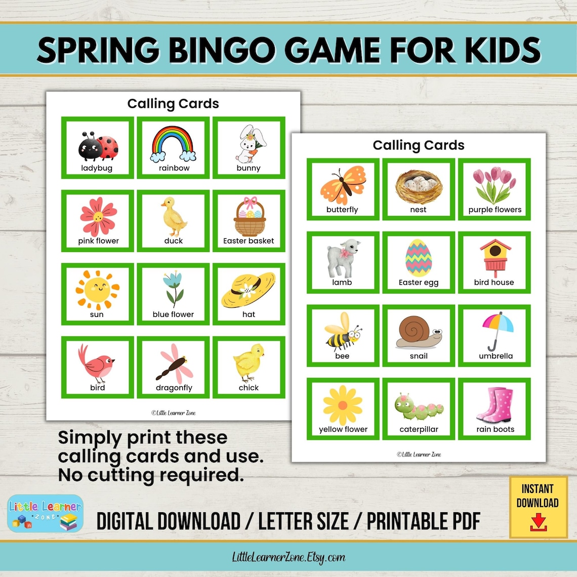 Spring Bingo Game for Kids, Spring Printable Game, Spring Family ...