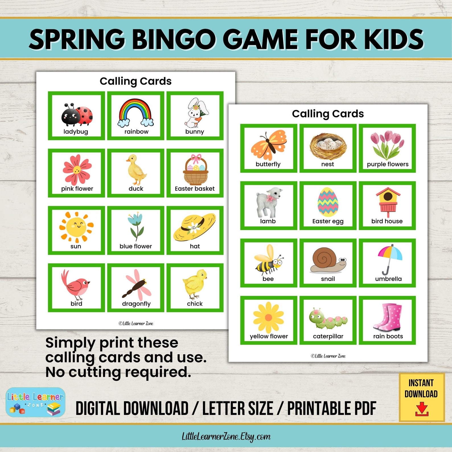 Spring Bingo Game for Kids, Spring Printable Game, Spring Family ...