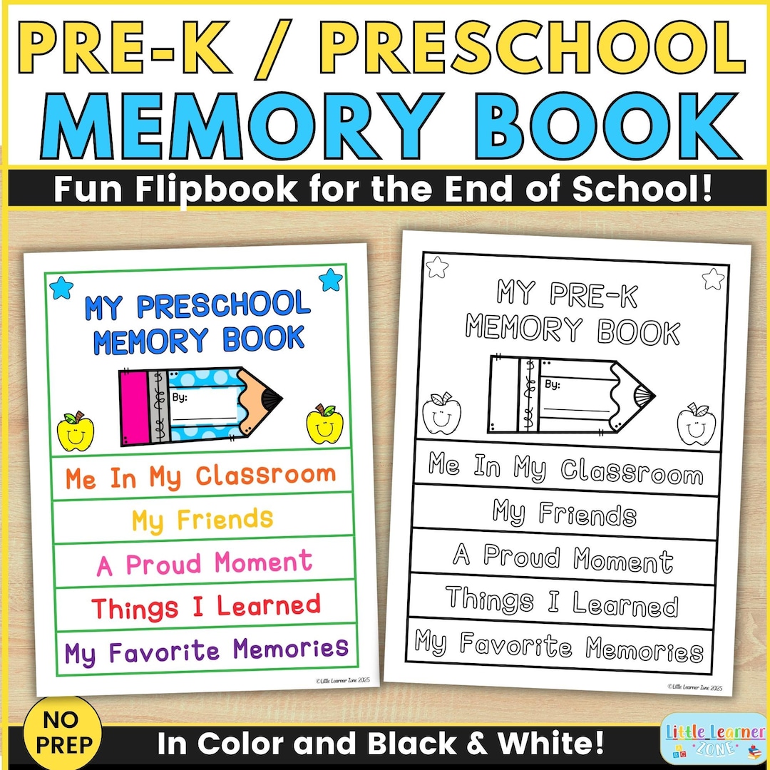 Preschool Memory Book, Pre-k End of Year Memory Book, End of Year ...
