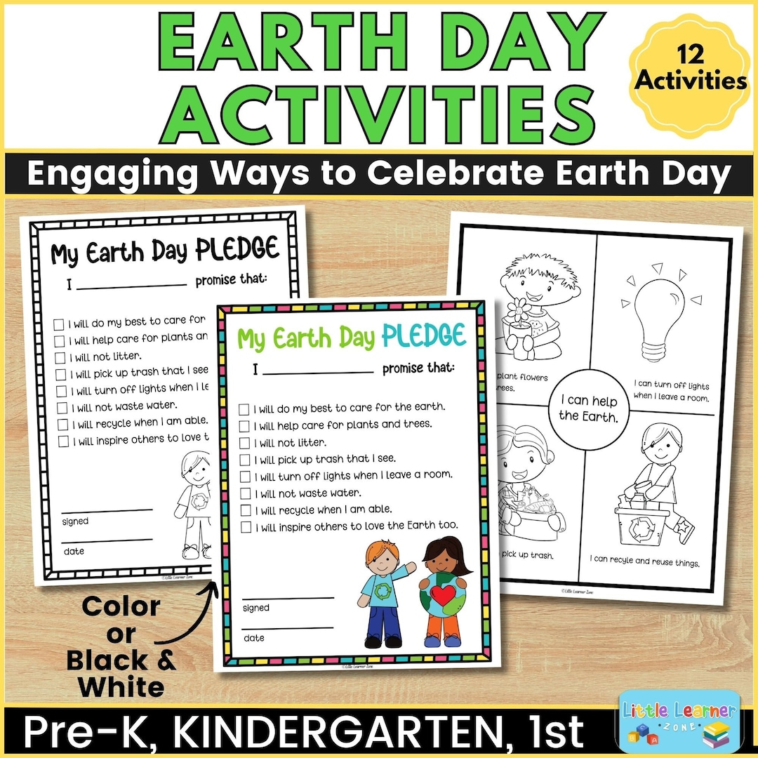 Earth Day Activity Printables for Kids, Earth Day Pledge, Earth Day ...