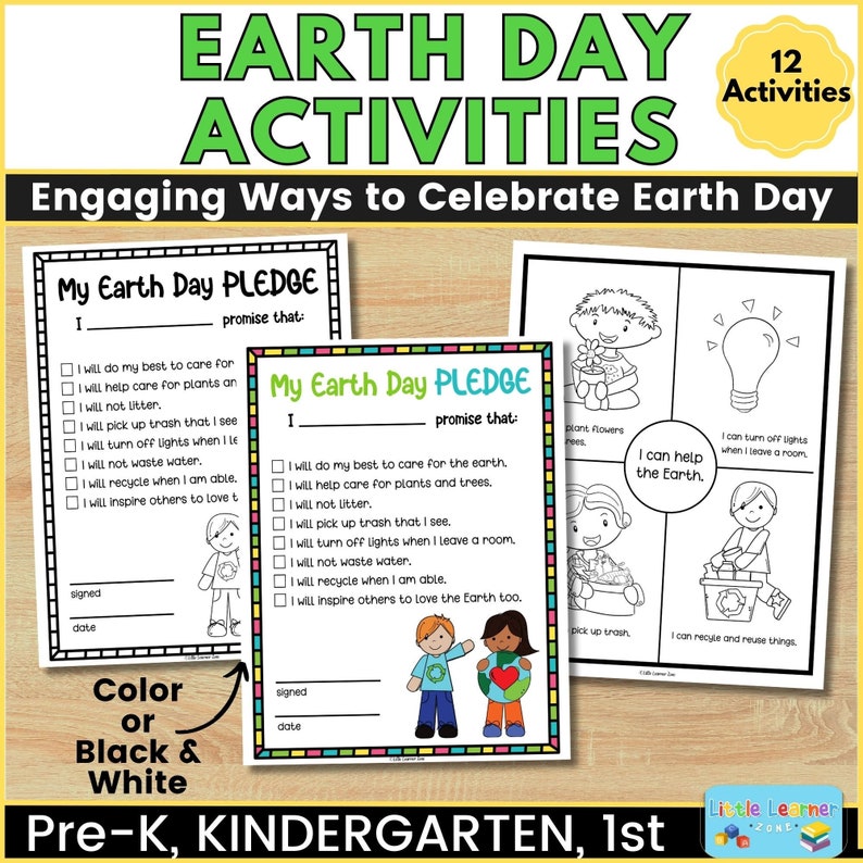 Earth Day Activity Printables for Kids, Earth Day Pledge, Earth Day ...