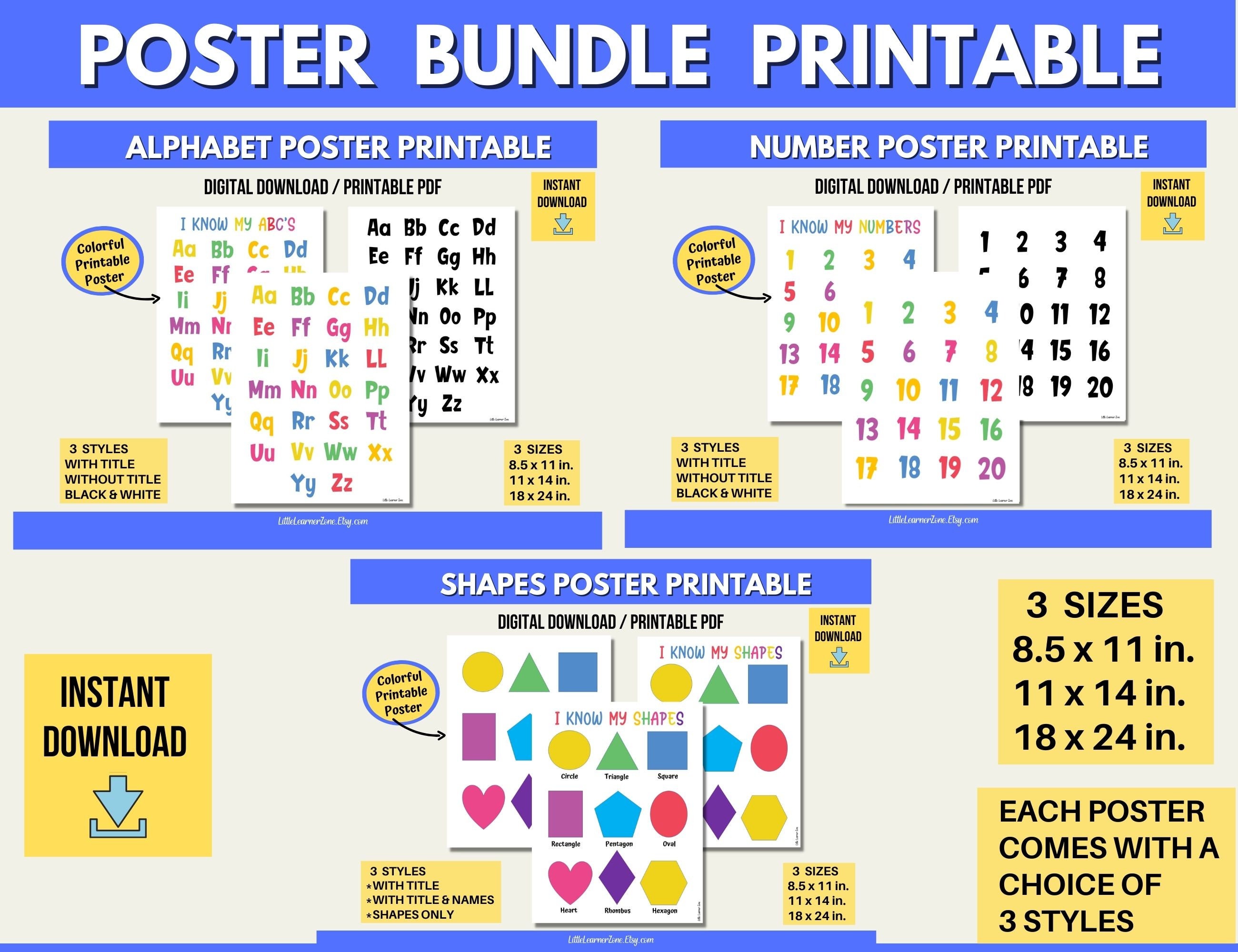Printable Educational Posters, Kids Educational Wall Art Prints ...