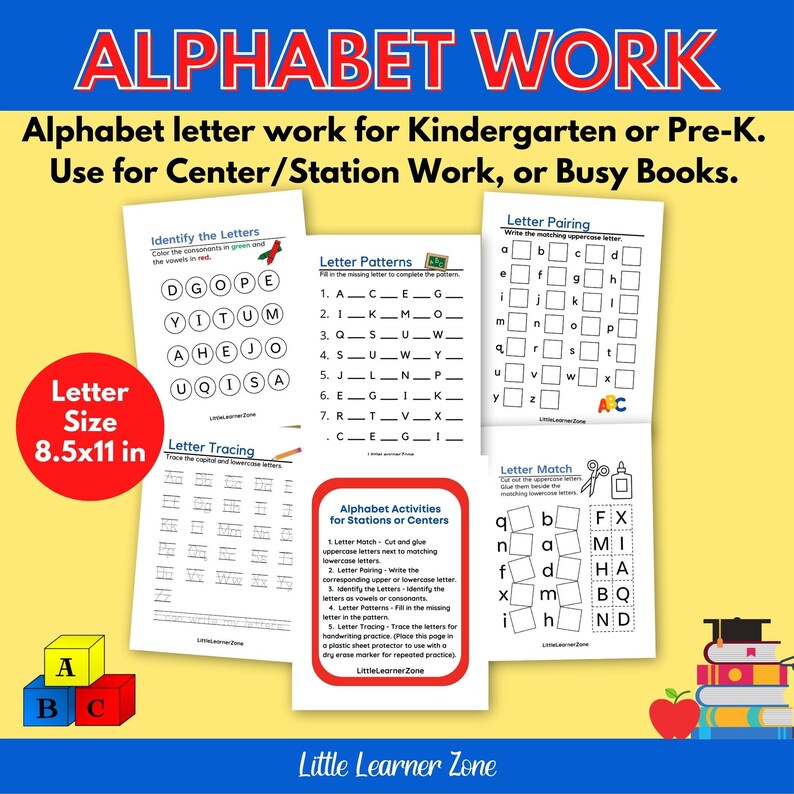 Alphabet Letter Activities for Kindergarten, Pre-k, Preschool ...