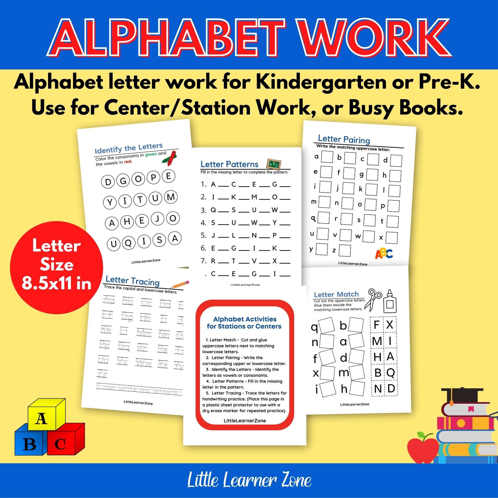 Alphabet Letter Activities for Kindergarten, Pre-k, Preschool ...