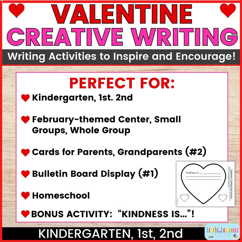 Pack d'écriture créative Saint-Valentin à imprimer, activités d ...