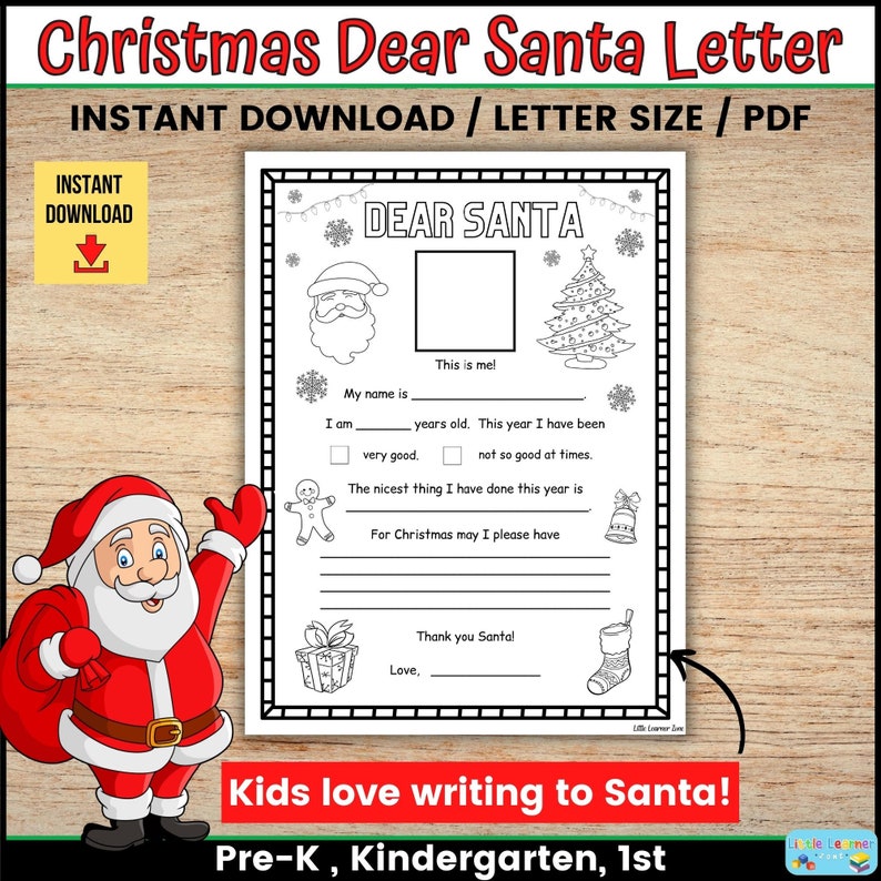 Letter to Santa Coloring Page, Printable Dear Santa Letter, Kid's ...
