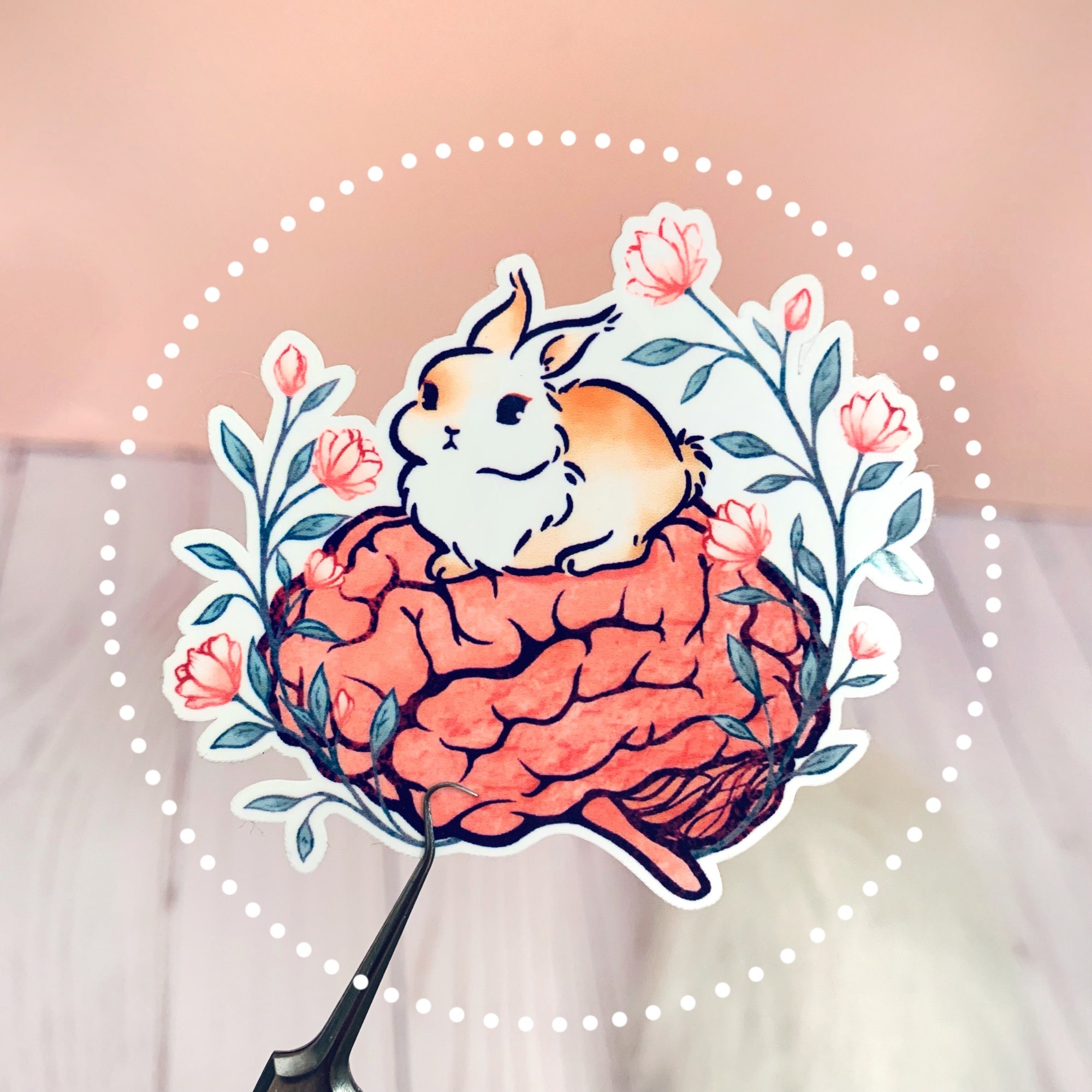 Cute Brain Bunny Sticker Anatomy Sticker With Flowers Cute - Etsy