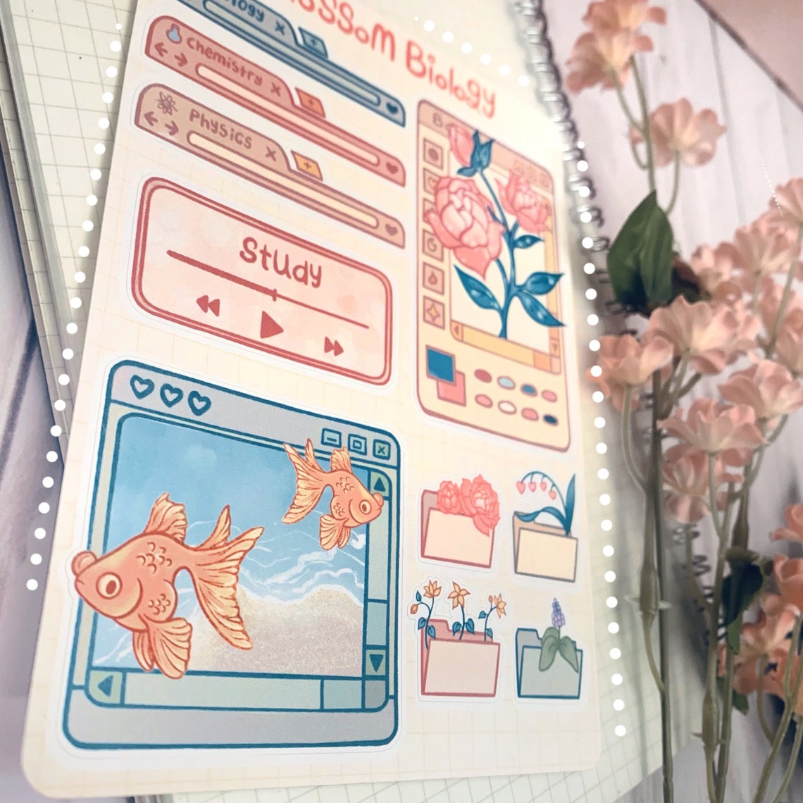 Cute Aesthetic Sticker Sheet Digital Art Floral Sticker - Etsy