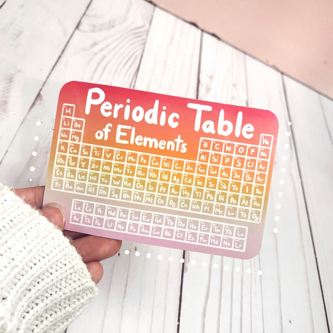 Pink Cute Periodic Table Sticker Chemistry Biology Table of Elements ...