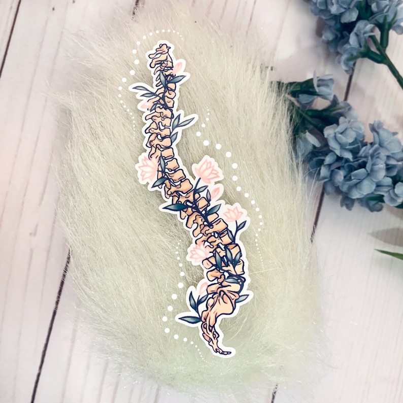 Floral Spine Aesthetic Biology Sticker Cute STEM Sticker - Etsy