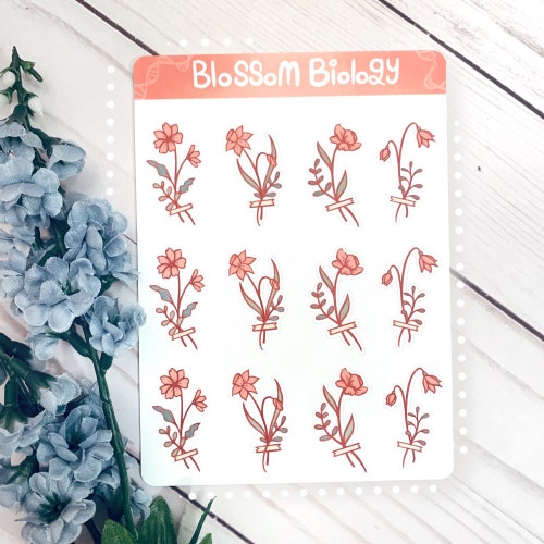 Cute Aesthetic Sticker Sheet Digital Art Floral Sticker - Etsy