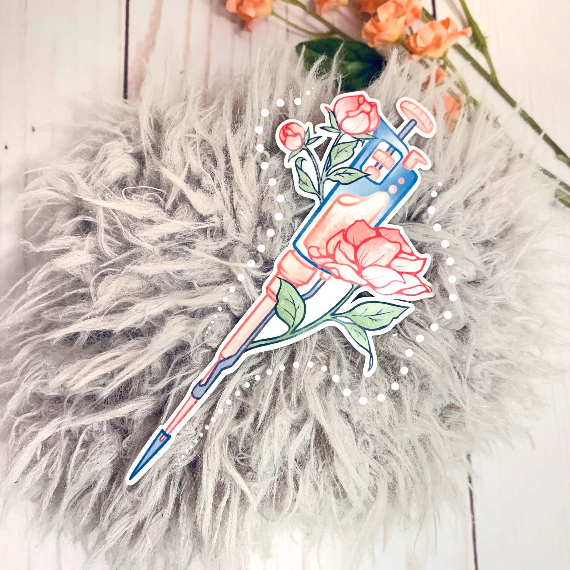 Floral Pipette Biology Sticker Chemistry Sticker Science - Etsy