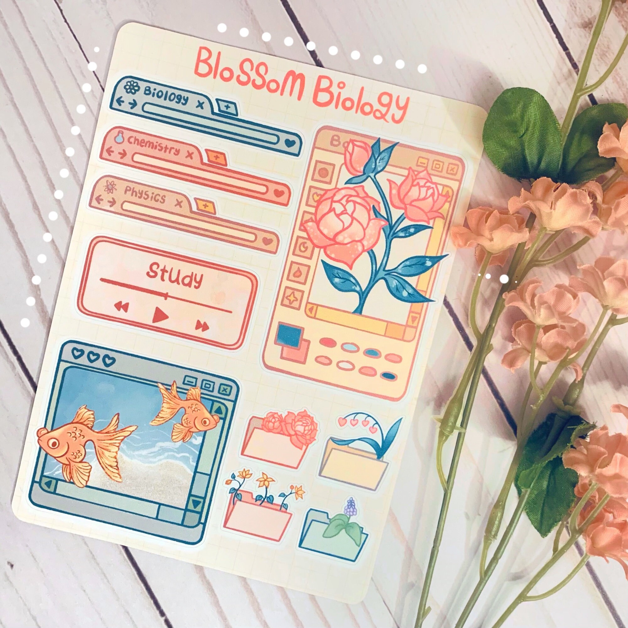Cute Aesthetic Sticker Sheet Digital Art Floral Sticker - Etsy