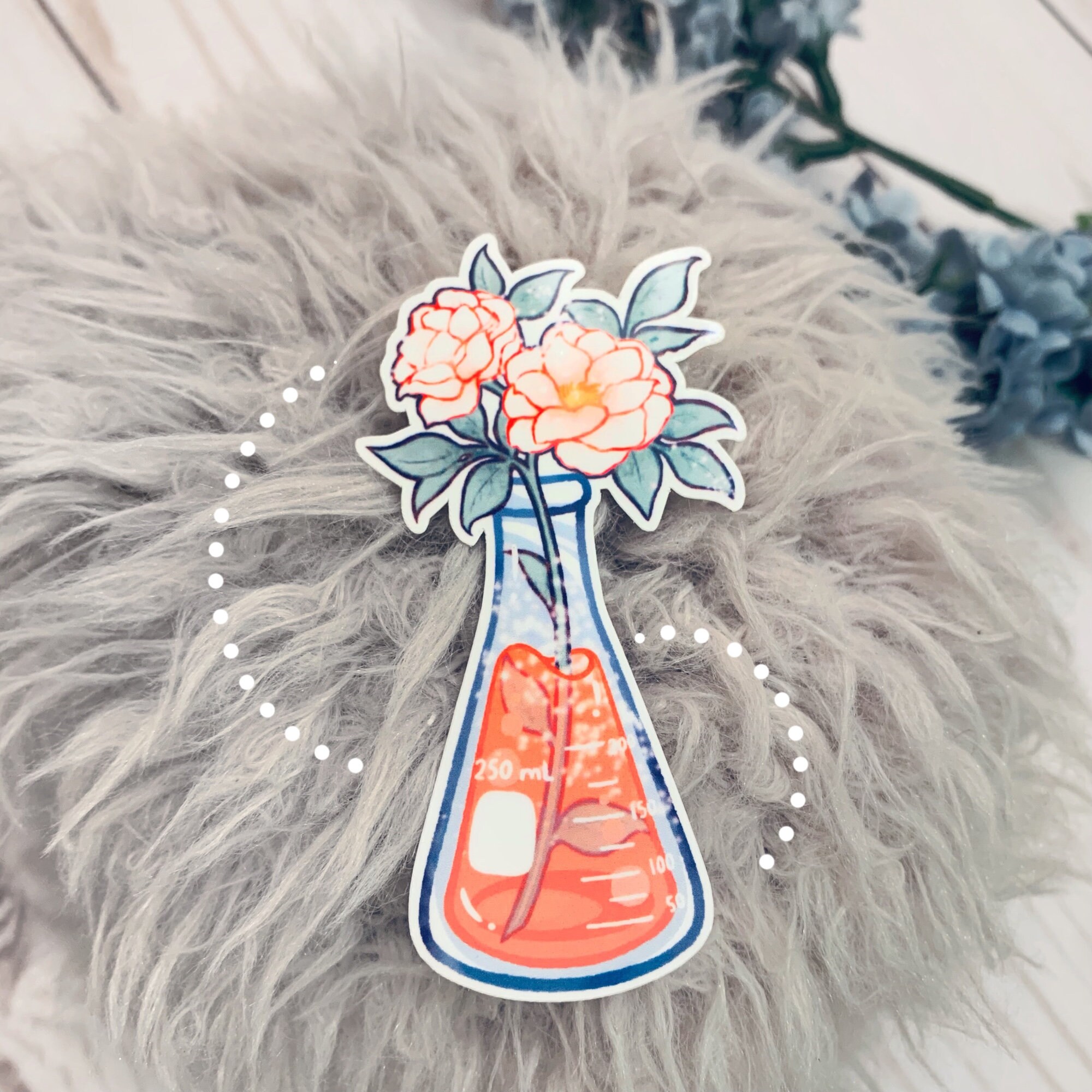Floral Science Beaker Sticker Biology Sticker Chemistry | Etsy