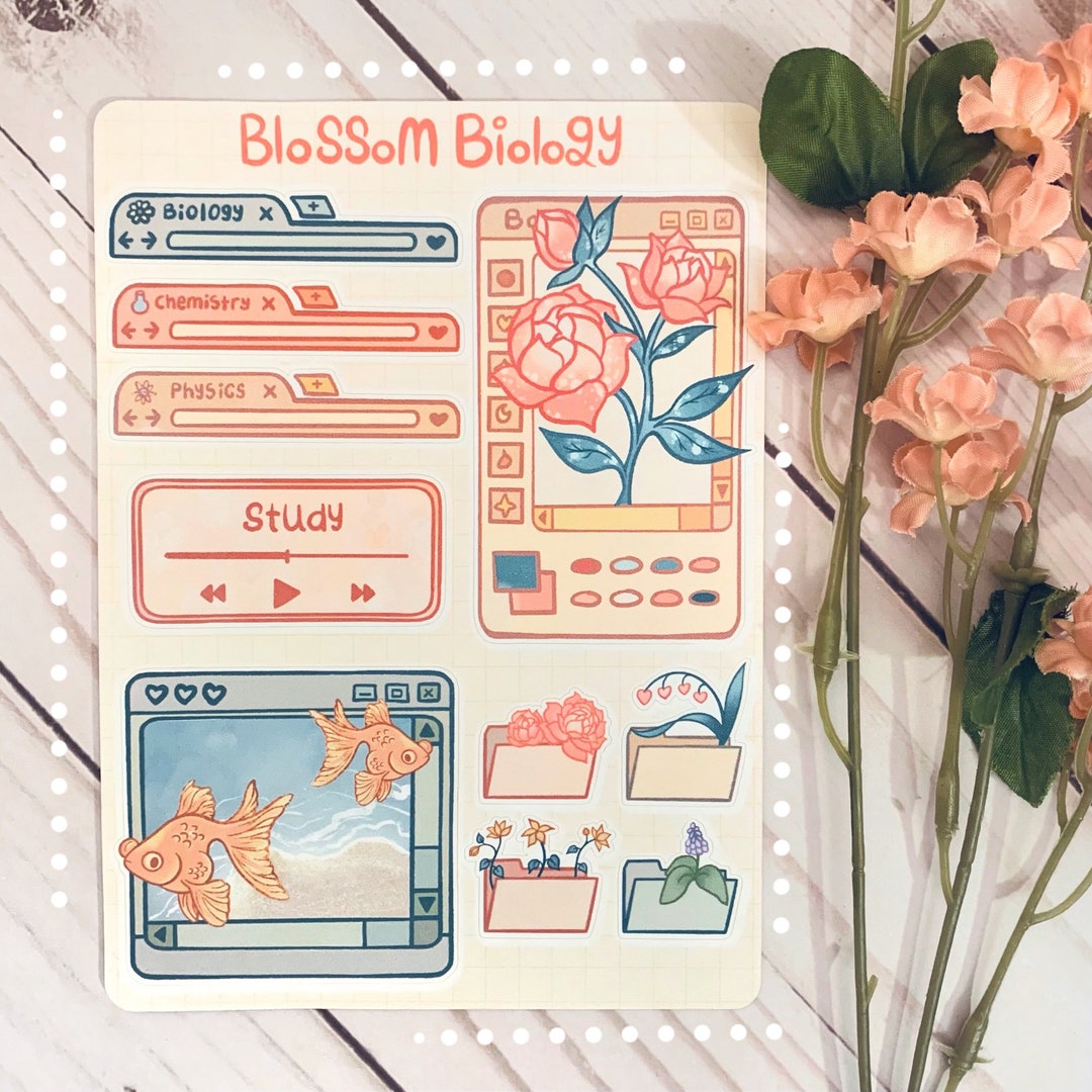 Cute Aesthetic Sticker Sheet | Digital Art | Floral Sticker | Pink ...