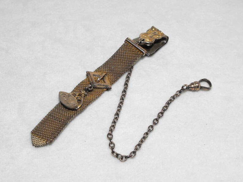 1903 1910 Signet Watch Chain, Mesh Belt and Buckle Motif, Gold Filled ...